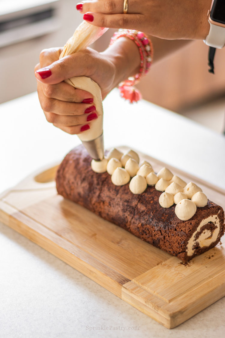 Chocolate Caramel Cream Roll - Sprinkle Pastry