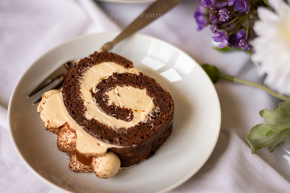 Chocolate Caramel Cream Roll - Sprinkle Pastry